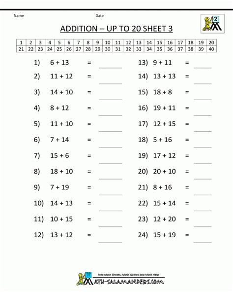 Addition Class 3 Printable Coloring Free