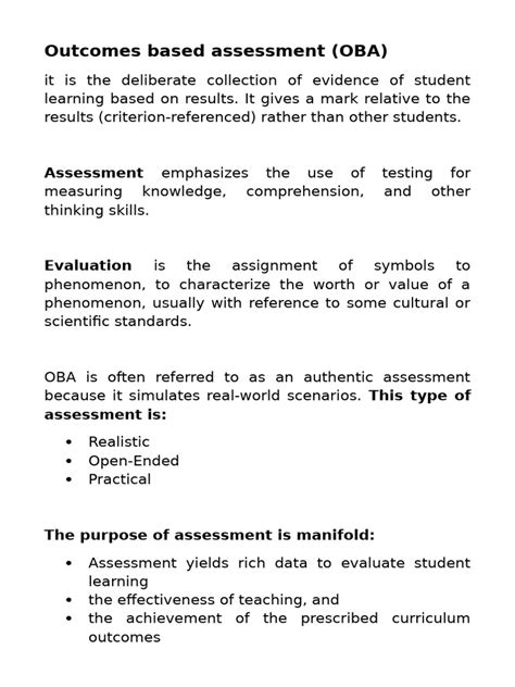 Outcome Based Assessment Pdf Educational Assessment Mathematics