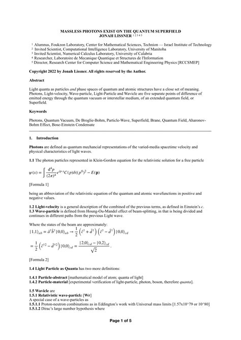 Pdf Massless Photons Exist On The Quantum Superfield