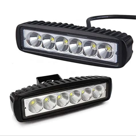 Farol De Milha Automotivo Super Led Barra Auxiliar Retangular Branco Frio 6 Leds 18w Carro Moto