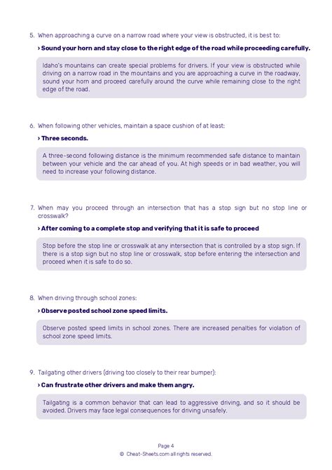 2021 Idaho Dmv Permit Test Cheat Sheet 99 Pass Rate