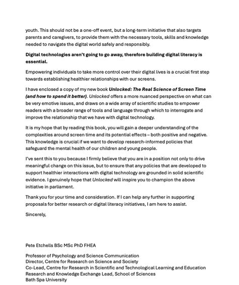 Letter To Mps 2024 — Professor Pete Etchells