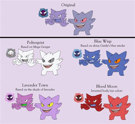 Pokemon Gastly Line Shiny Variations By Ohsocomical On Deviantart