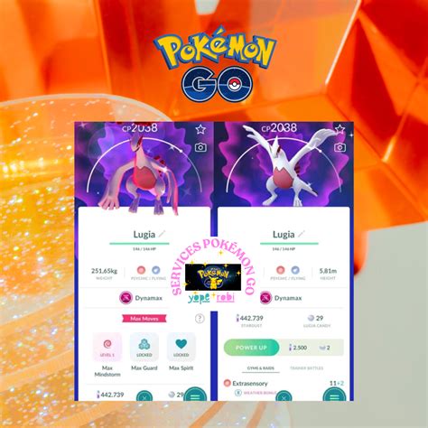 Pokémon Go Shiny Dynamax Lugia Ptc Or Tr De 20k Stardust Ebay