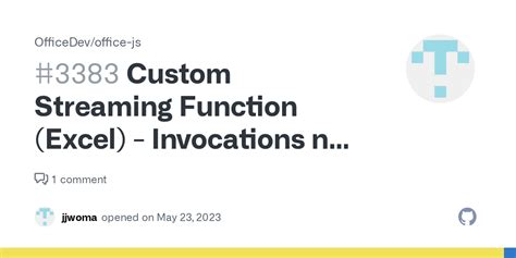 Custom Streaming Function Excel Invocations Not Firing With Quick