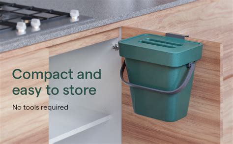 Kitchen Compost Bin 5l Food Waste Caddy With Removable Lid And Handle
