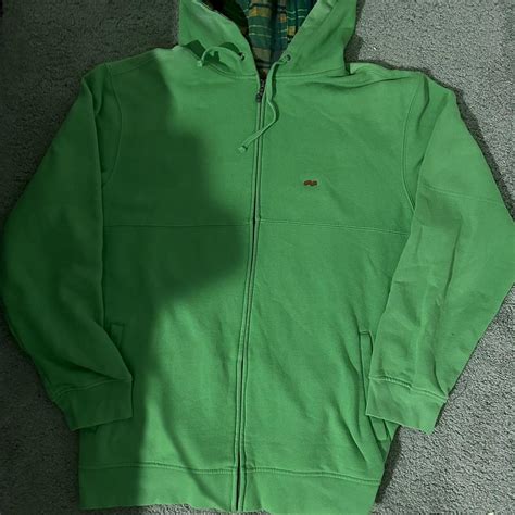 4square Brand Baggy Green Skater Hoodie With Flannel Depop