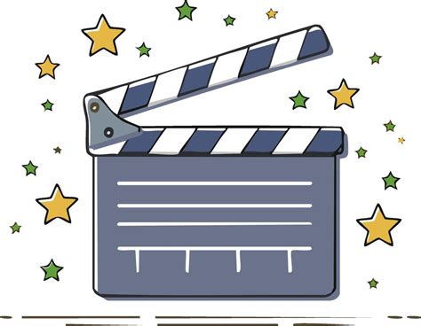 Animated Movie Clapper Board With Stars Illustration For Filmmaking And