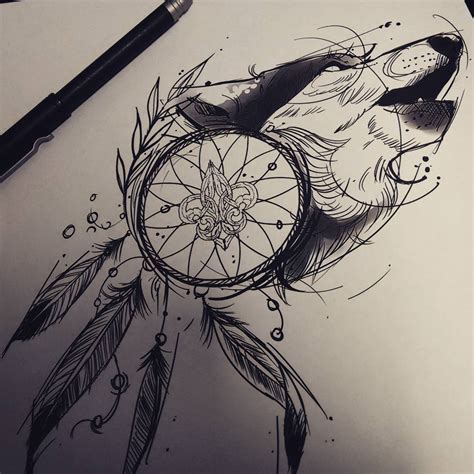 Wolf Dreamcatcher Drawing At Explore Collection Of