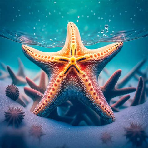Cute Starfish Underwater Generative Ai Stock Illustration
