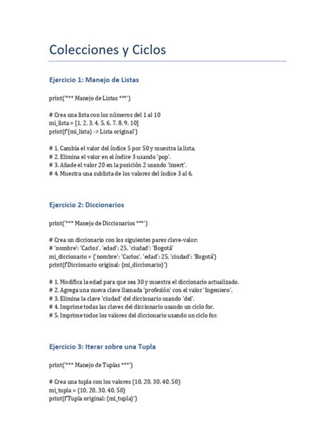 Python Colecciones Ciclos Pdf