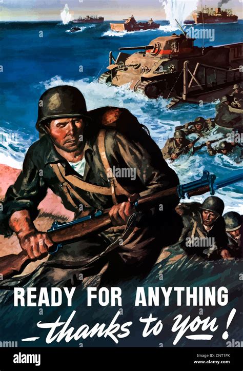 This Vintage World War Ii Poster Features American Soldiers And Tanks