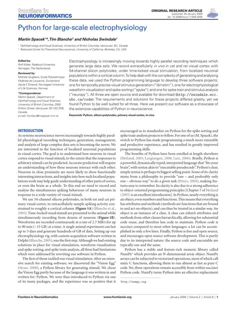 Pdf Python For Large Scale Electrophysiology