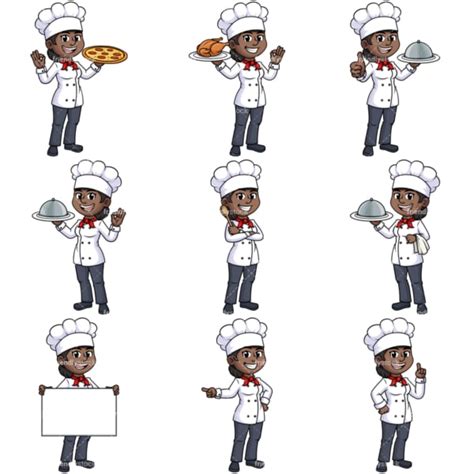 Black Female Chef Pointing Sideways Cartoon Clipart Vector Friendlystock