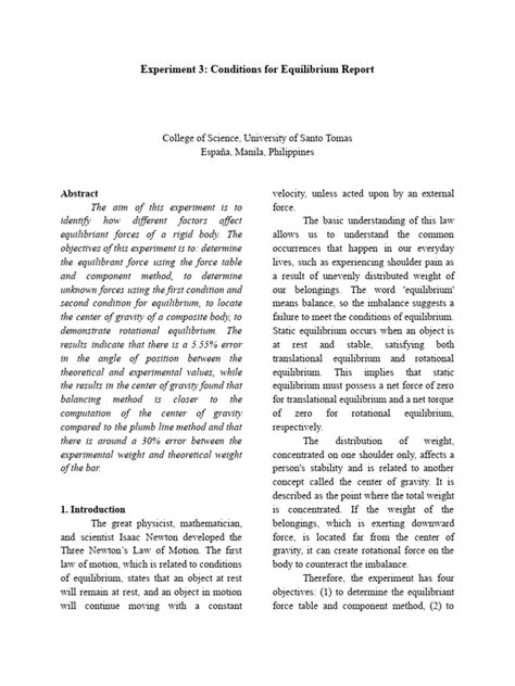 Physics Lab Experiment 3 Written Report Pdf Force Weight
