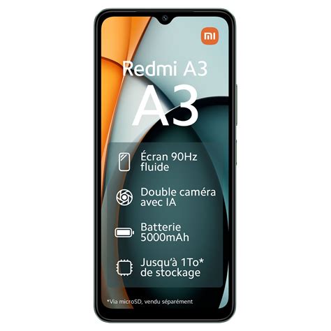 Xiaomi Redmi A3 Green (4GB / 128GB) - Mobile phone & smartphone - LDLC ...