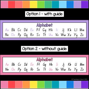 Rainbow Alphabet Desk Plate Strip In Nsw Foundation Font Handwriting