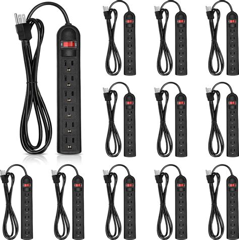 12 Pack Power Strip Bulk 6 Outlet Surge Protector Power Cord Strip 6 Ft