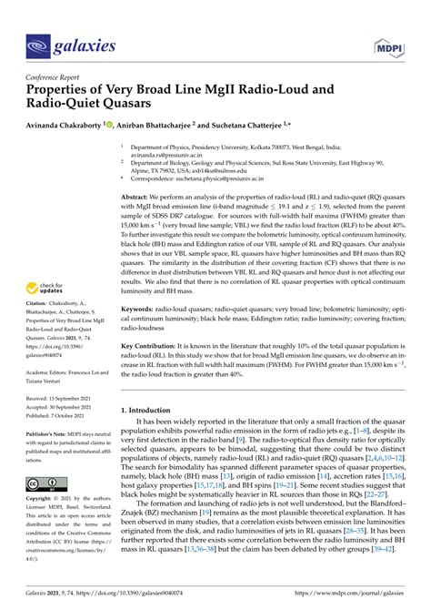 Pdf Properties Of Very Broad Line Mgii Radio Loud And Radio Quiet Quasars