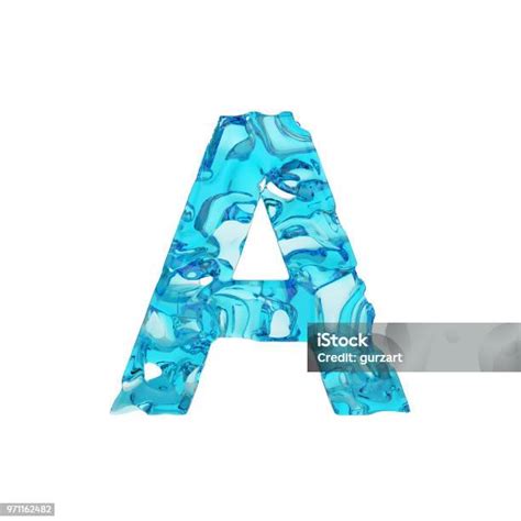 알파벳 문자를 대문자입니다 신선한 푸른 물 액체 글꼴에 의하여 이루어져 있다 3d 렌더링에 고립 된 흰색 배경 결정체에 대한 스톡 사진 및 기타 이미지 Istock