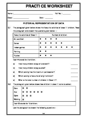 Pictorial Representation Of Data Data Representation Worksheet