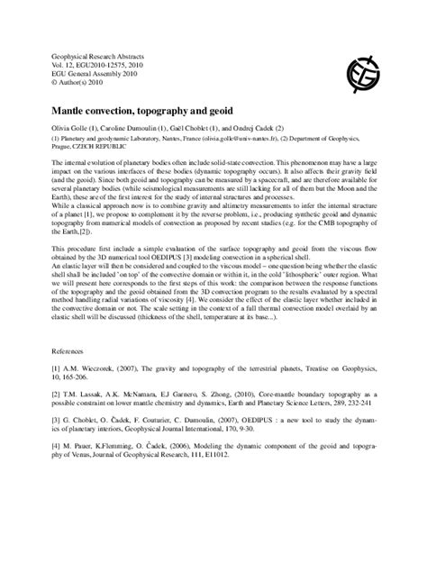 Pdf Mantle Convection Topography And Geoid