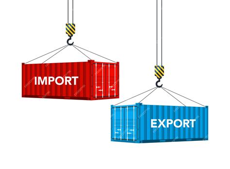 Premium Vector Two Cargo Containers With Import And Export Vector Illustration