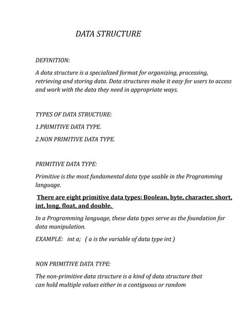 Data Structure Data Structure Definition A Data Structure Is A