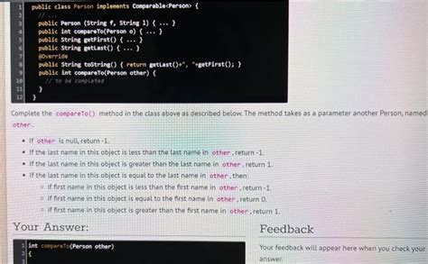 Solved Complete The Compareto Method In The Class Above As