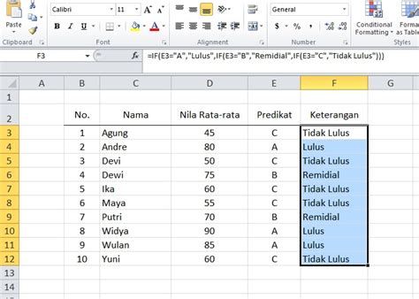 Belajar Microsoft Office Penggunaan Fungsi Logika If Pada Msexcel