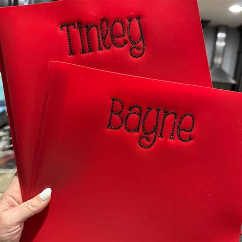 Embroidered School Folder Plastic 3 Prong Pocket Folder With Name