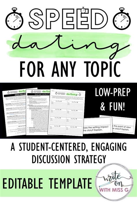 Speed Dating For Any Topic Editable Template Engaging Activity