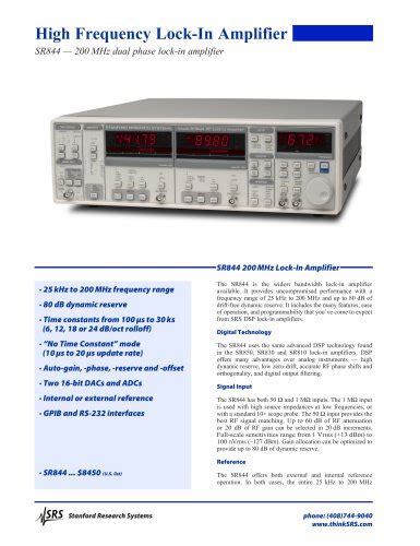Sr560 Low Noise Voltage Preamplifier Stanford Research Systems Pdf