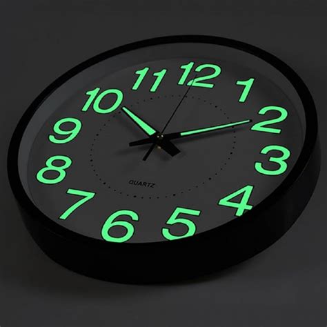 12 Inch Night Light Wall Clock Silent Non Ticking Quartz