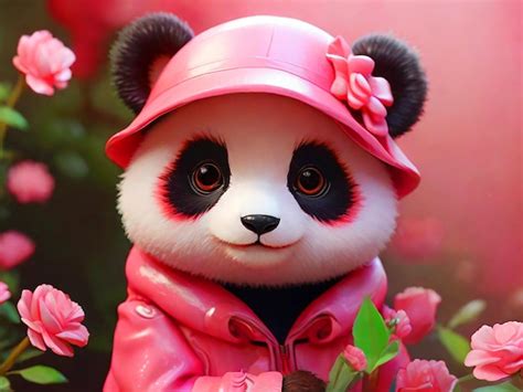 Cute Lady Pink Panda Premium Ai Generated Image