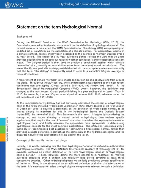 Statement On The Term Hydrological Normal Hcp Pdf Median Variance
