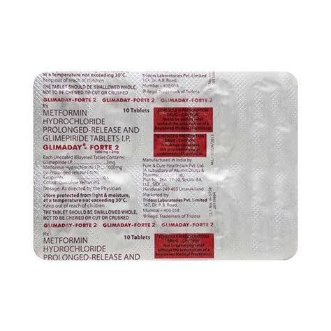 Glimaday Forte 2mg Tablet 10s Price Uses Side Effects Netmeds