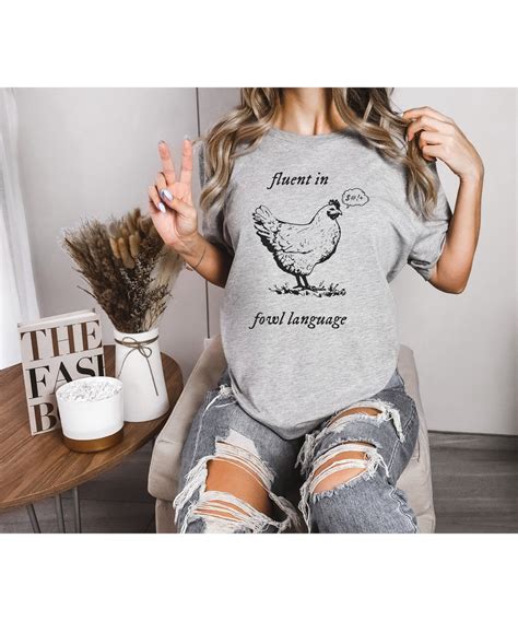 Fluent In Fowl Language Chicken Expletive T Shirt For Crazy Chicken