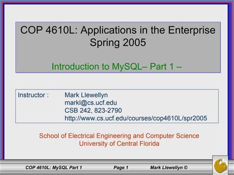 Introduction To Mysql Part 1 Ppt