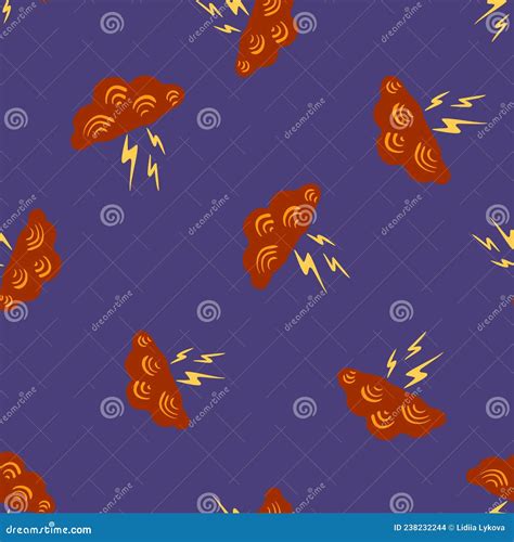 Clouds With Lightning Of Seamless Pattern Cute Hand Drawn Background Stock Vector Clouds With Lightning Of Seamless Pattern Cute Hand Drawn Background Stock Vector
