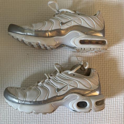 Nike Tn Air Max Plus Trainers In White And Silver Depop