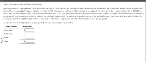 solved joint cost allocation net realizable value method 30