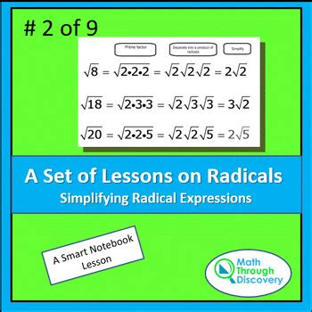 Alg Simplifying Radical Expressions By Math Through Discovery LLC