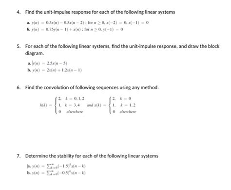 Solved Find The Unit Impulse Response For Each Of The Chegg