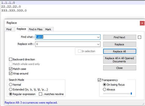 Regex Notepad Replace Last Octet From Ip Adresses With A 0