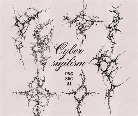 Cyber Sigilism Png Svg Ai Bundle Abstract Thorn Sigils Dark Gothic