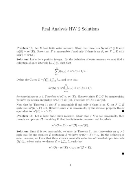 Real Analysis HW Solutions