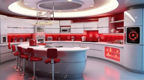 Premium Ai Image Modern Futuristic Kitchen Interior Generative Ai