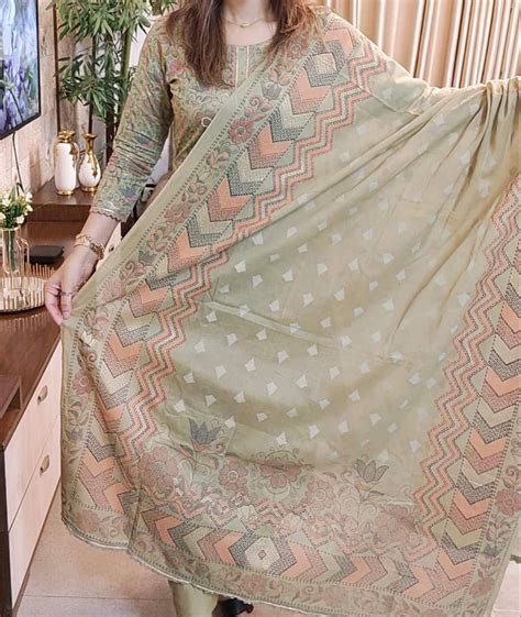Exclusive Cotton Unstitched Skin Print High Quality Three Piece Dress