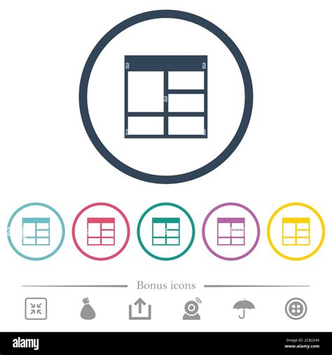 Spreadsheet Vertically Merge Table Cells Flat Color Icons In Round Outlines 6 Bonus Icons